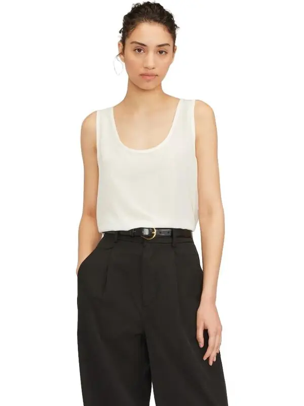 Everlane Washable Silk Scoop Tank - Off-white