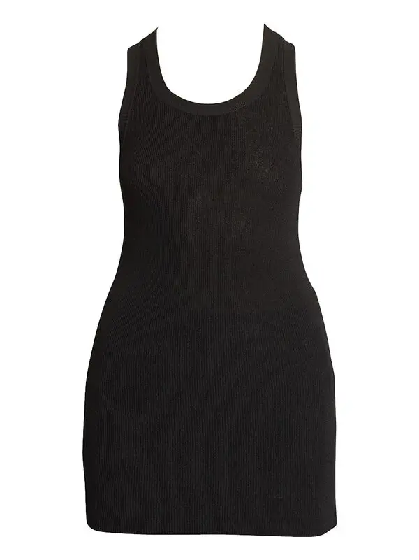 Proenza Schouler Matte Viscose Ribbed Knit Tank Top - Black