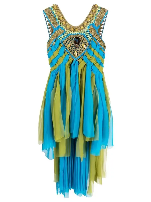 Alberta Ferretti Embellished Sleeveless Midi Dress - Blue