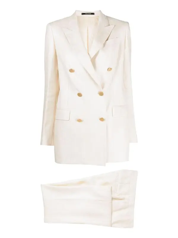 Tagliatore Double-breasted Linen Suit - Neutrals