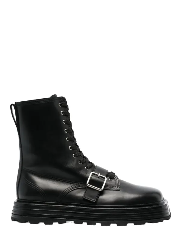 JIL SANDER Lace-up Leather Ankle Boots - Black