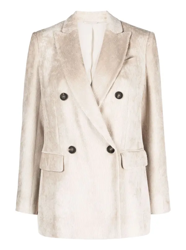Brunello Cucinelli Double-breasted Corduroy Blazer - Neutrals