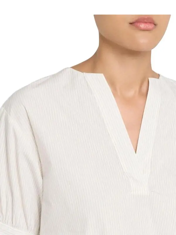 FRAME Striped V-neck Top - Cream Mult
