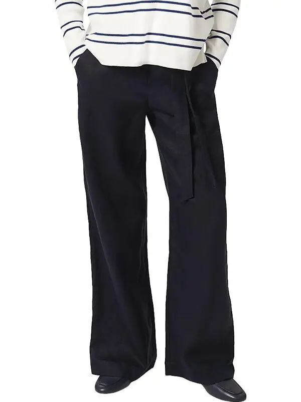 HOBBS LONDON Jacqui Linen Trousers - Navy