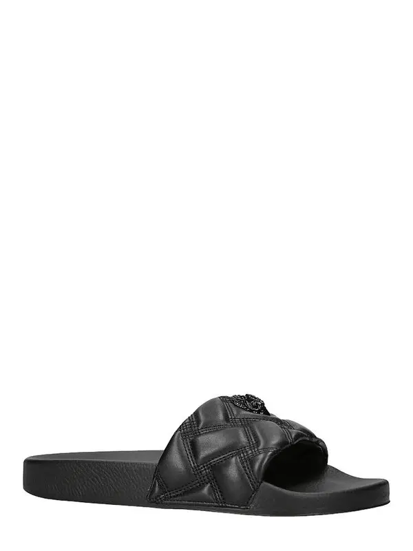 Kurt Geiger Meena Eagle Drench Quilted Slide Sandals - Black