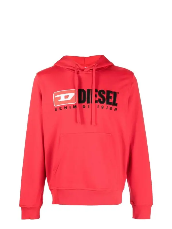 DIESEL® Logo Patch Cotton Blend Hoodie - Red