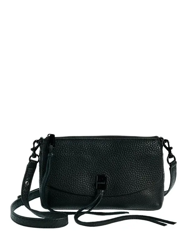 Rebecca Minkoff Darren Top Zip Leather Crossbody Bag - Black