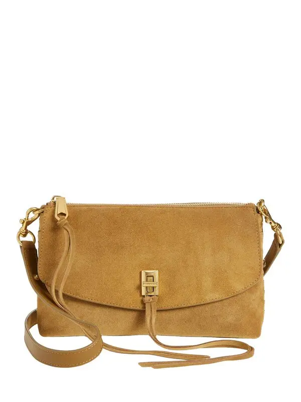 Rebecca Minkoff Darren Top Zip Leather Crossbody Bag - Honey