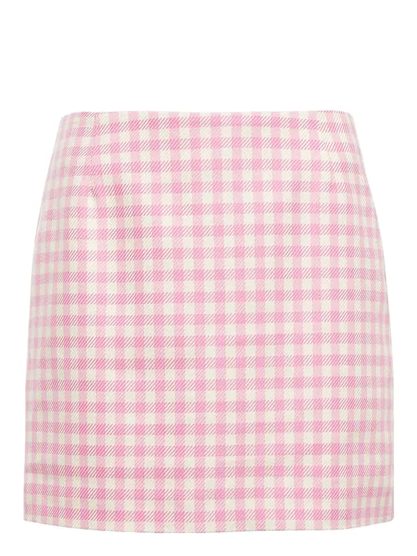 Ami Gingham Cotton And Wool Miniskirt - Blue
