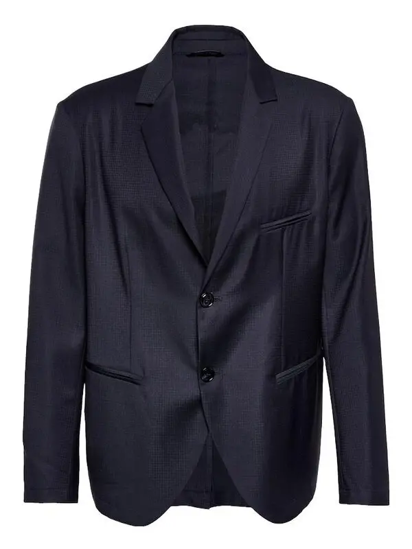 Giorgio Armani Single-breasted Virgin Wool Blazer - Blue