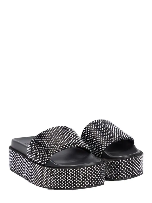 Versace Embellished Satin Platform Slides - Multicoloured
