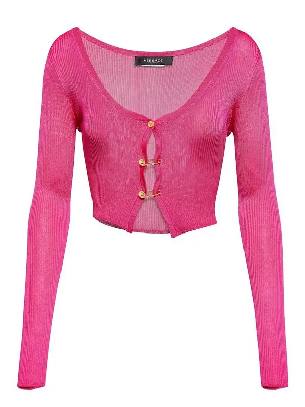 Versace Safety Pin Cropped Cardigan - Pink