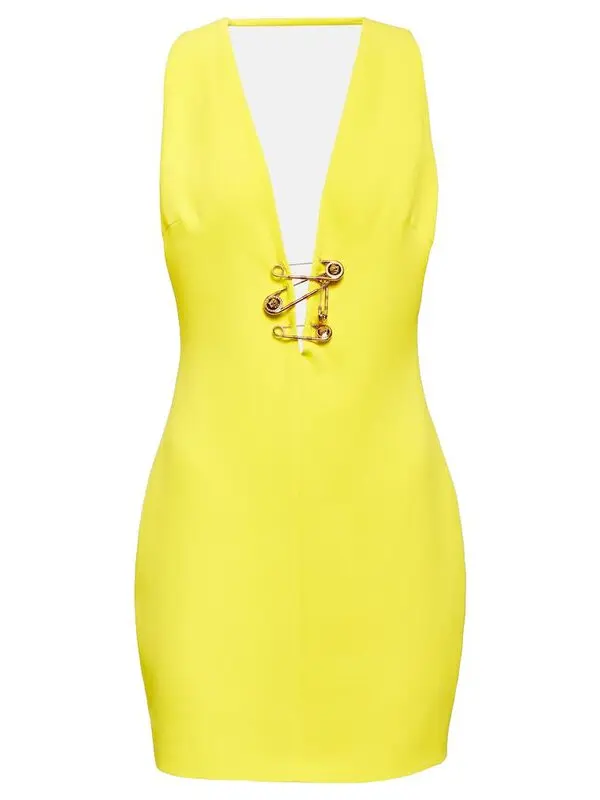 Versace Safety Pin Mini Dress - Yellow