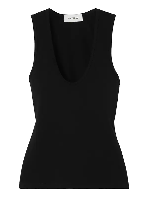 Matteau Net Sustain Organic Cotton-blend Jersey Tank - Black