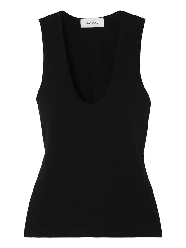 Matteau Net Sustain Organic Cotton-blend Jersey Tank - Black