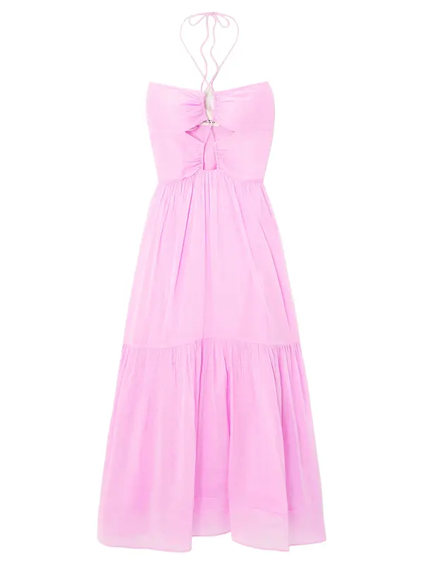 Isabel Marant Birona Cutout Cotton And Silk-blend Crepon Halterneck Midi Dress - Pink