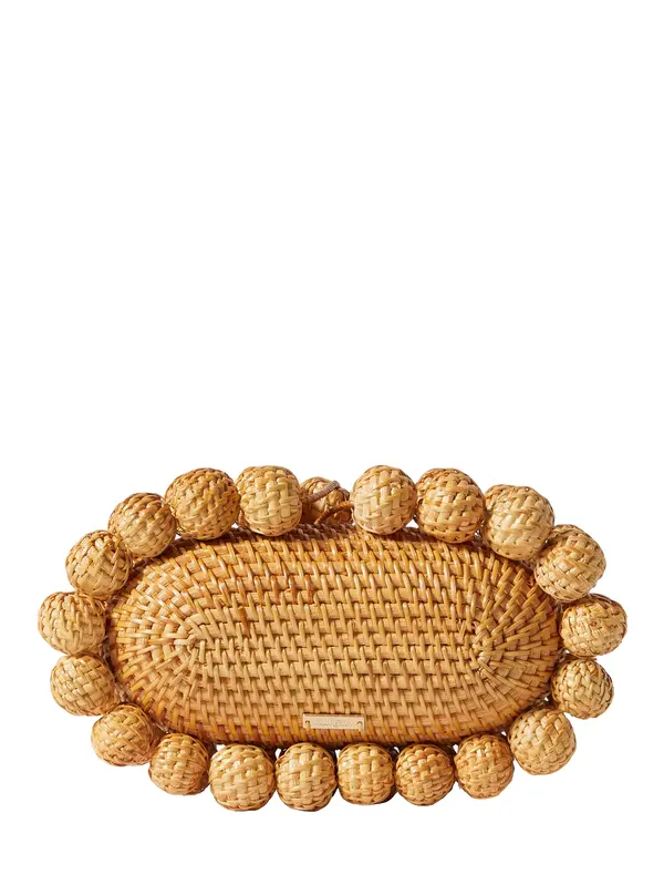 Cult Gaia Jaya Beaded Rattan Clutch - Neutrals