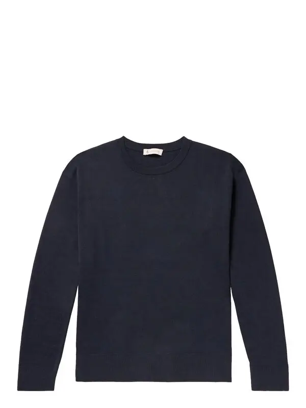 PIACENZA CASHMERE 1733 Silk And Cotton-blend Crewneck Sweater - Blue