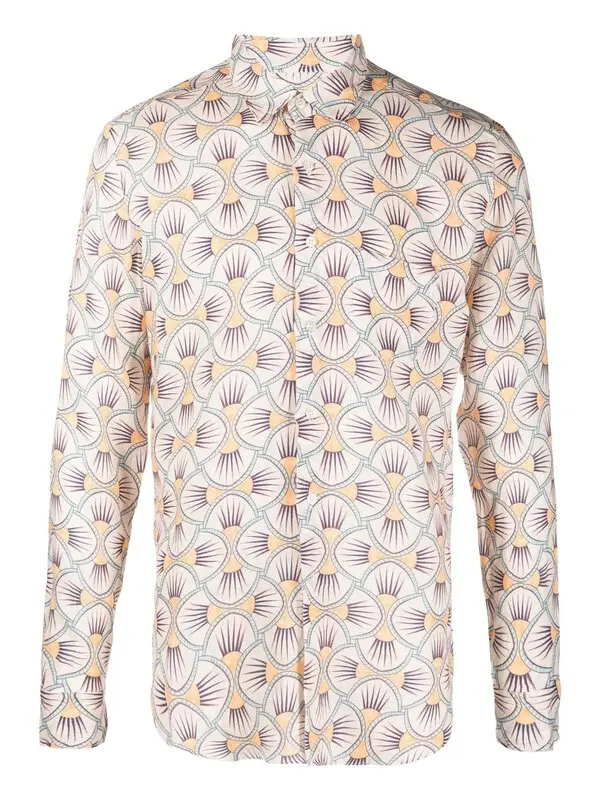 PENINSULA SWIMWEAR Geometric-print Long-sleeve Shirt - Neutrals