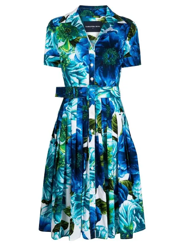 Samantha Sung Audrey Floral-print Dress - Blue
