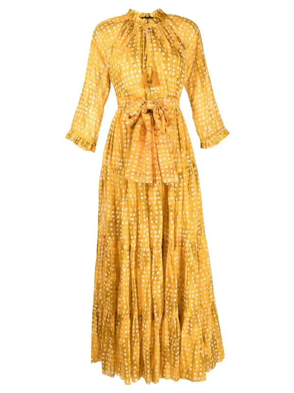 Samantha Sung Eden Brushed Dots-print Dress - Yellow