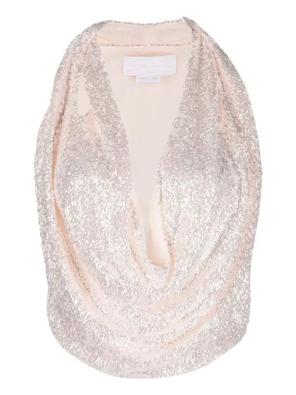 GENNY Sequin-embellished Draped Top - Pink