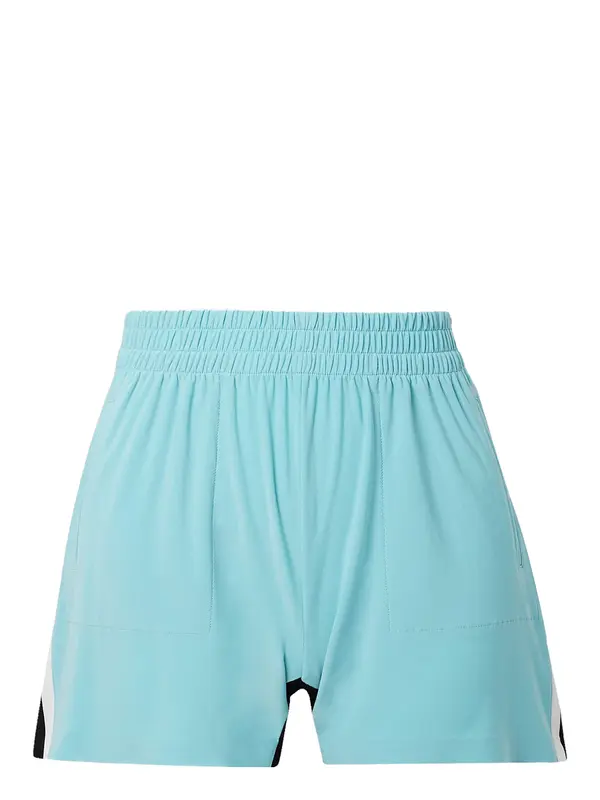 Norma Kamali Two-tone Stretch-jersey Shorts - Turquoise