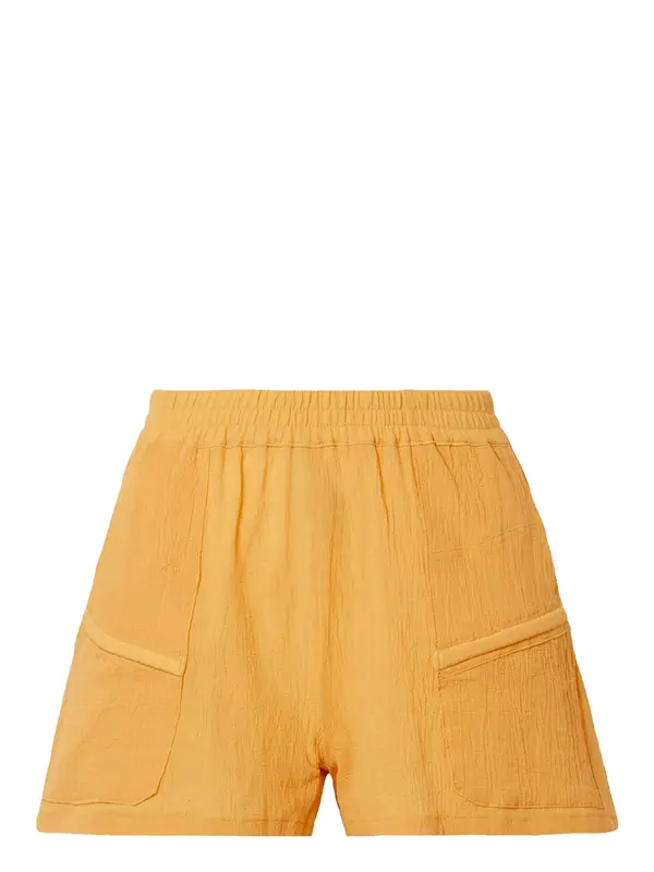 Paradised Prim Cotton-gauze Shorts - Saffron