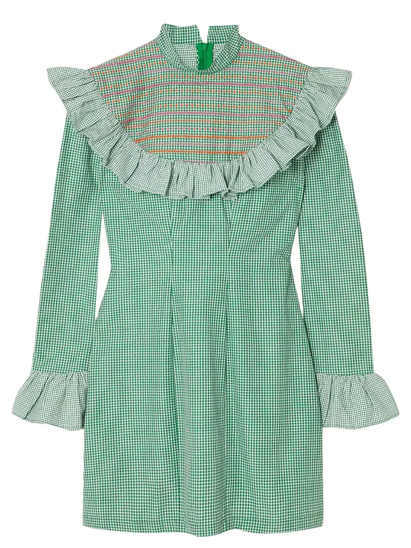 Sindiso Khumalo Miss Swati Checked Mini Dress - Green