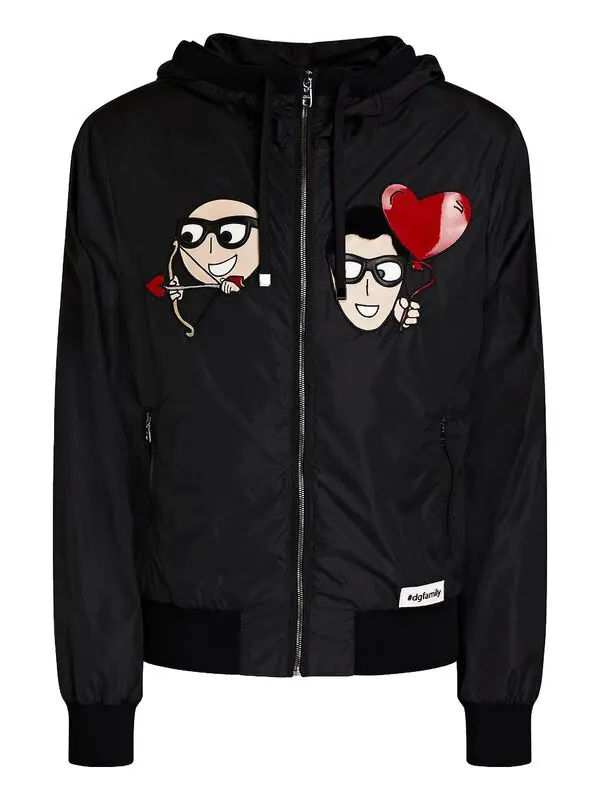 Dolce & Gabbana Appliquéd Hooded Zip-up Jacket - Black