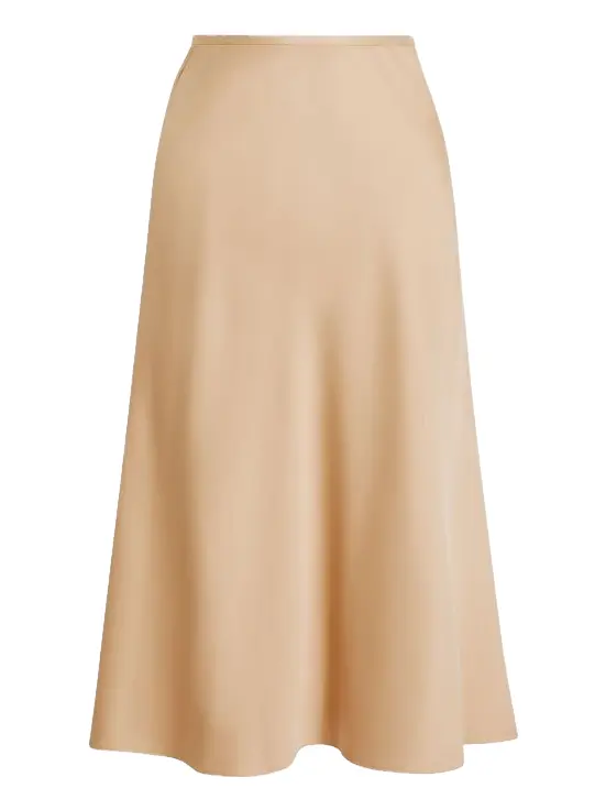 Iris & Ink Margot Satin-crepe Midi Skirt - Sand