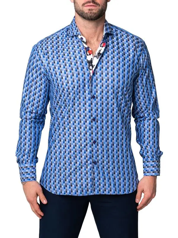 MACEOO Einstein Burn Button-up Shirt - Blue