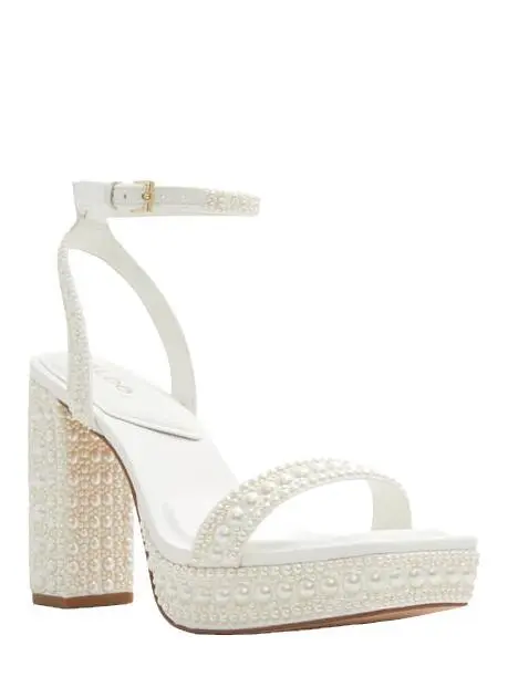 Aldo Lulu Block Heel Platform Sandal - White