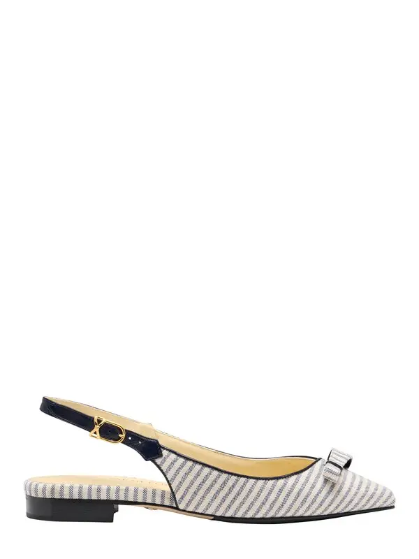 Sarah Flint Natalie Slingback Flat - Navy Striped Linen