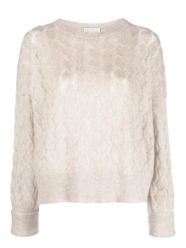 Brunello Cucinelli Cable-knit Long-sleeve Jumper - Neutrals