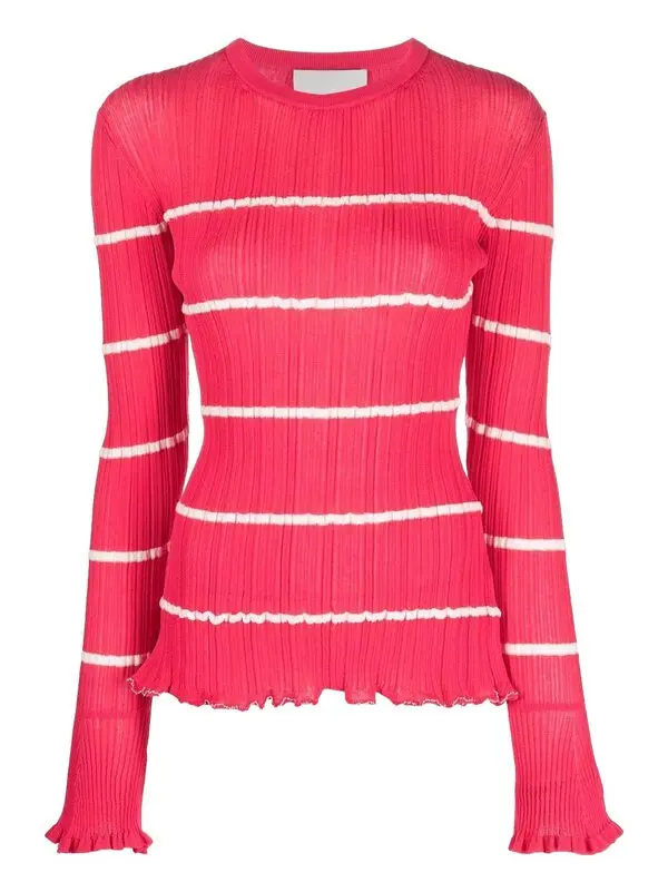 3.1 Phillip Lim Striped Ribbed-knit Top - Pink