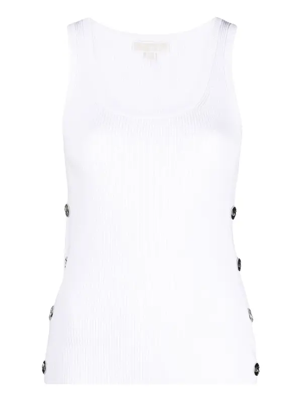 Michael Kors Button-embellished Ribbed Tank Top - White