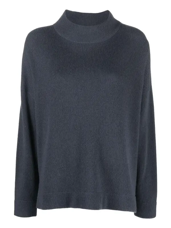Brunello Cucinelli Ribbed Turtleneck Jumper - Blue