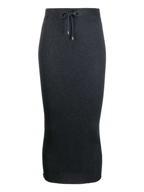 Brunello Cucinelli Ribbed-knit Midi Skirt - Blue