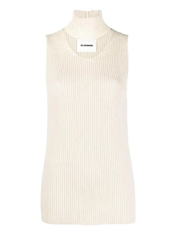 JIL SANDER Cut-out Knitted Vest - Neutrals