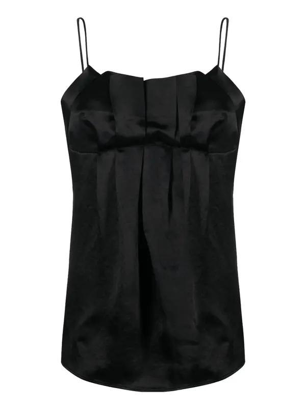 JIL SANDER Pleated Vest Top - Black