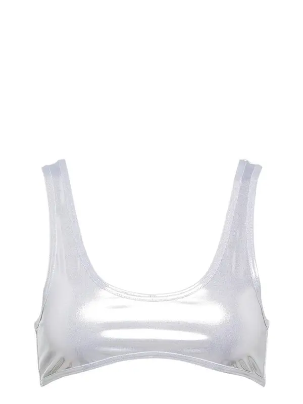 REINA OLGA Coolio Lamé Bikini Top - Silver