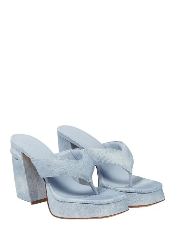 GIA BORGHINI Gia 17 Uni Denim Platform Thong Sandals - Blue