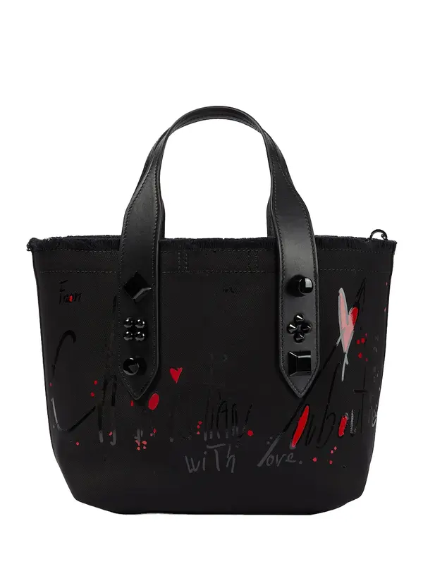 CHRISTIAN LOUBOUTIN Frangibus Small Printed Canvas Tote - Black