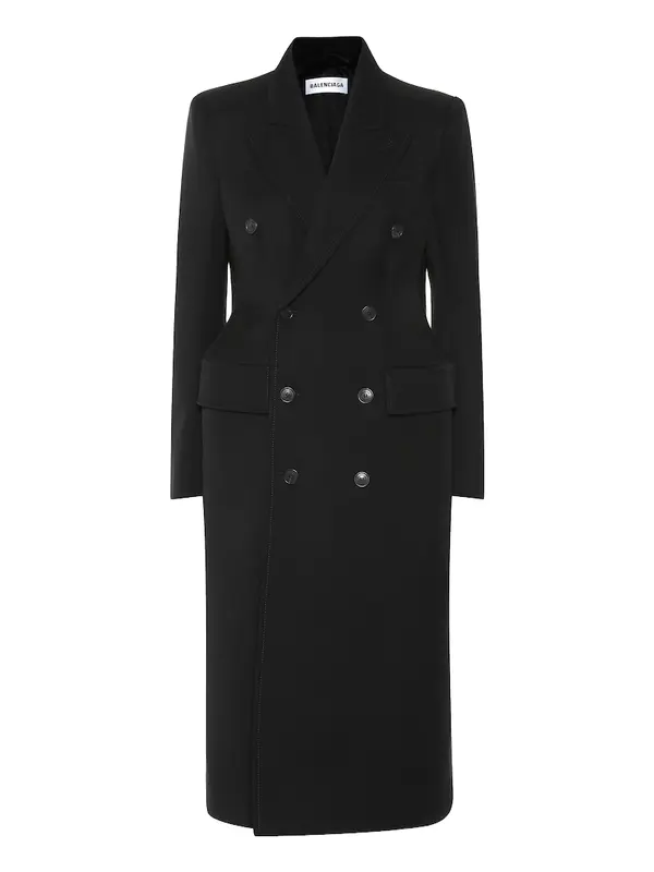 Balenciaga Hourglass Wool-blend Coat - Black
