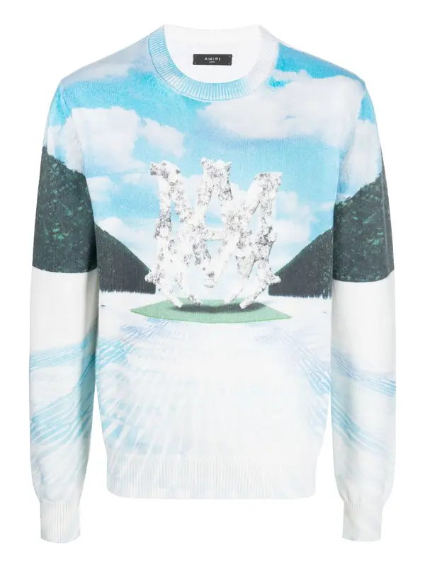 Amiri Intarsia Cotton Blend Jumper - White