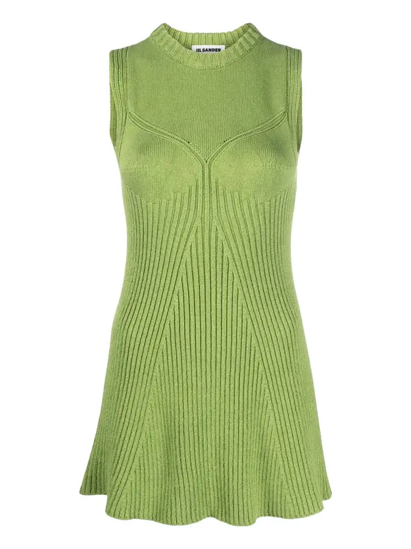 JIL SANDER Sleeveless Ribbed Knit Top - Green