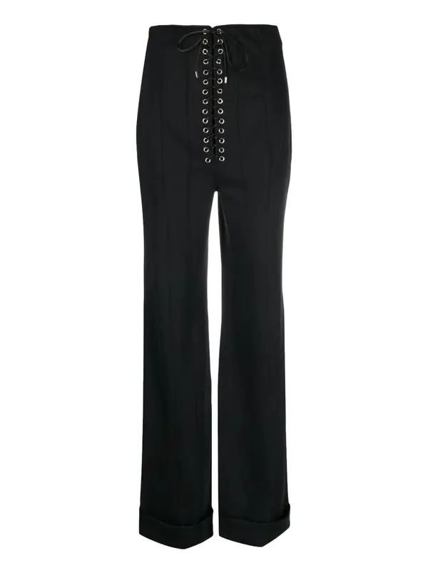 WEINSANTO Tie-fastening High-waisted Trousers - Black