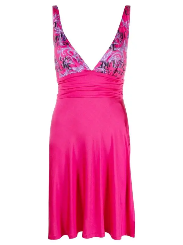 Versace Logo Couture-print Minidress - Pink