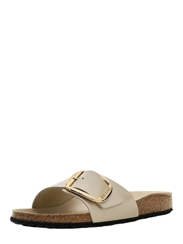 BIRKENSTOCK Madrid Big Buckle High Shine Slide Sandals - Beige